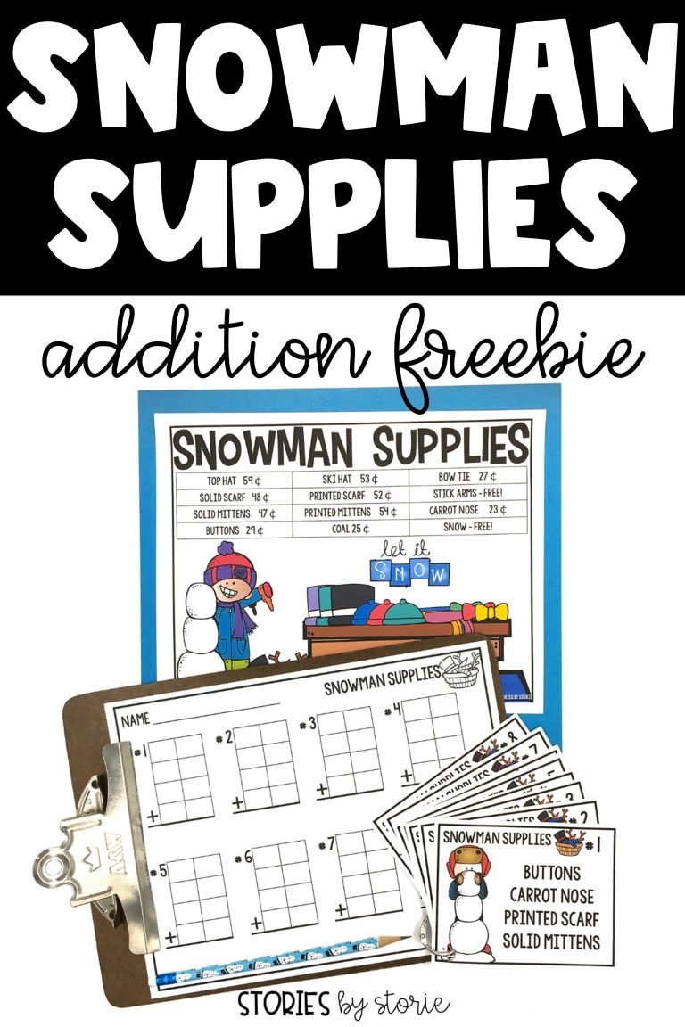 Snowman Supplies (a Free Station for Addition with 4 Addends)