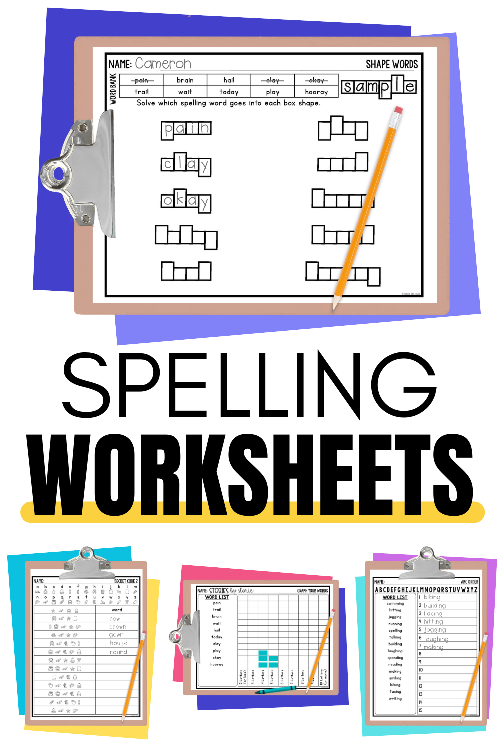 Editable Spelling Worksheets for the Primary Classroom