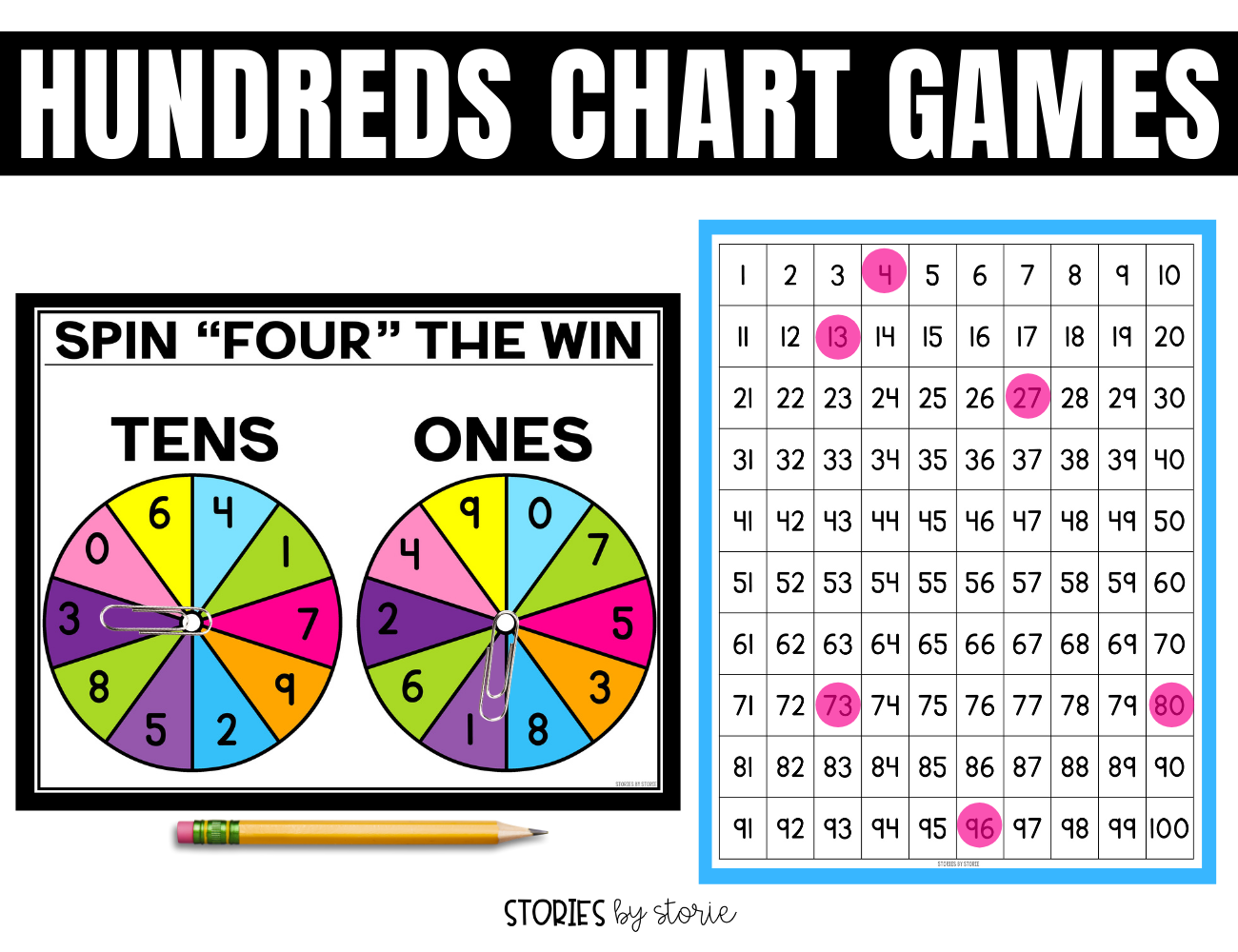 Hundreds Chart Game Spin Four the Win